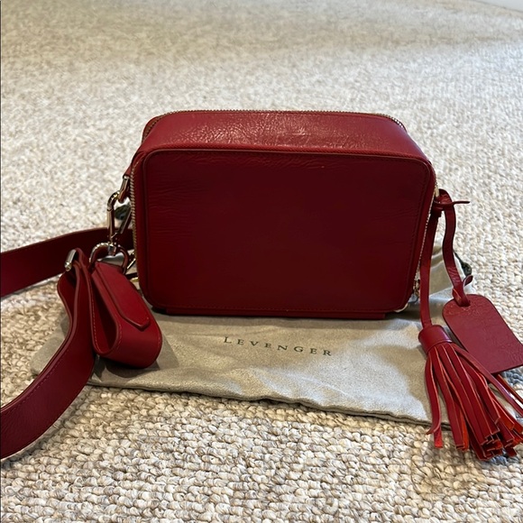 Levenger | Bags | Levenger Red Leather Crossbody Bag | Poshmark